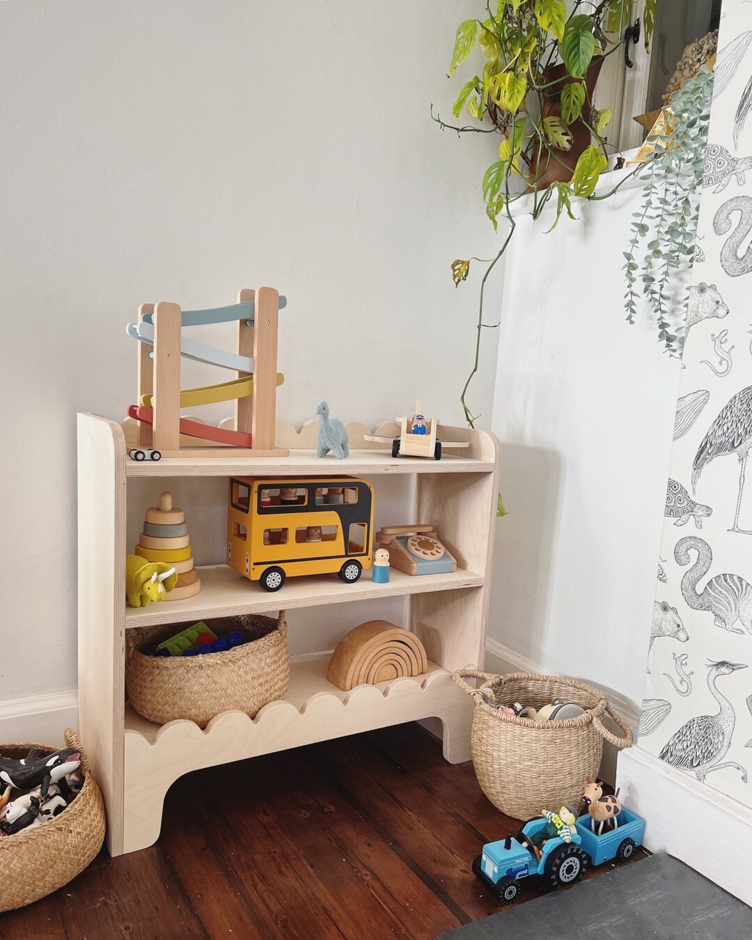 Scalloped Montessori Children's Toy Shelf – Charming Scallop Shelf for ...