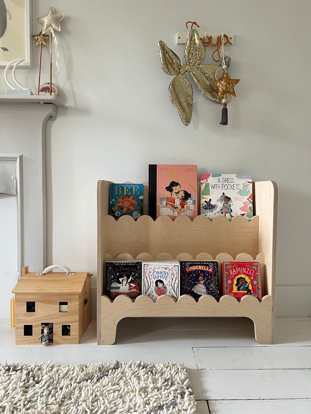 Scalloped Montessori Children's Bookcase – Charming Scallop Shelf for ...