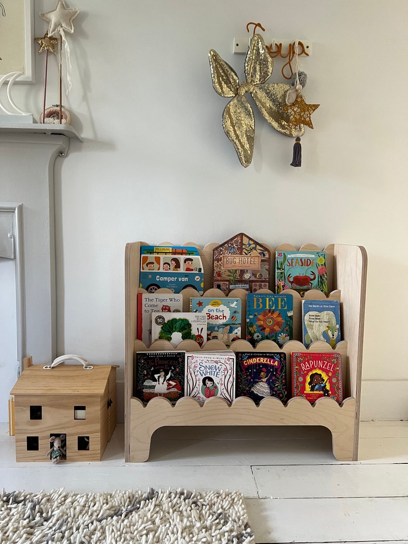 Scalloped Montessori Children's Bookcase – Charming Scallop Shelf for ...