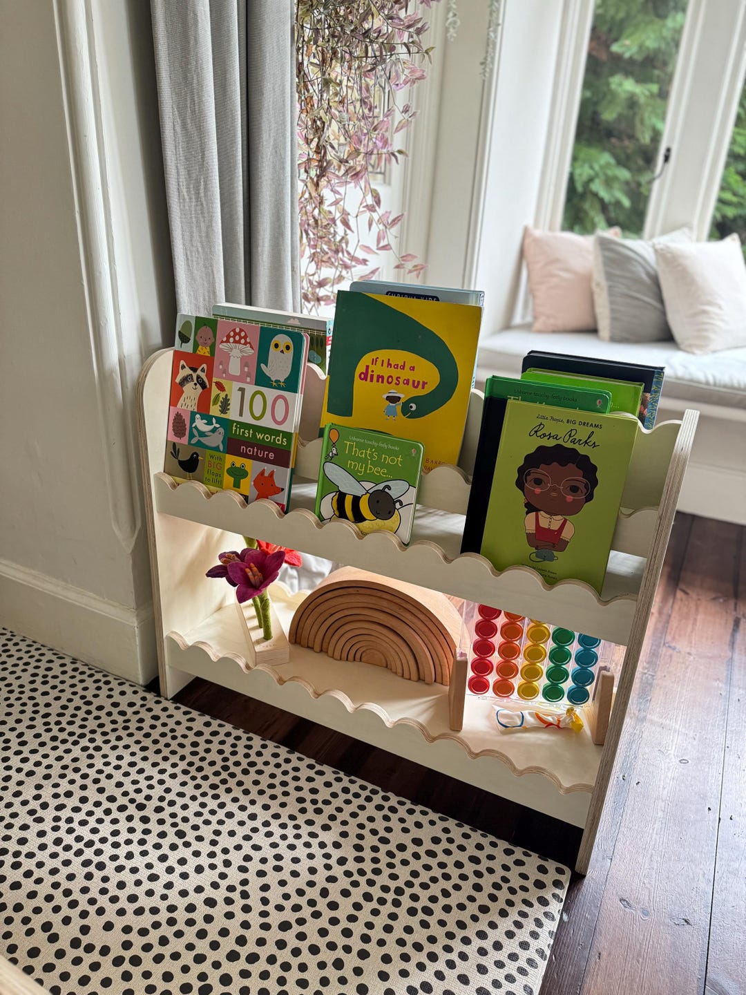 Scalloped Montessori Children's Toy and Bookcase - Etsy