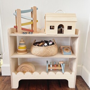 Scalloped Montessori Children's Toy Shelf – Charming Scallop Shelf for ...