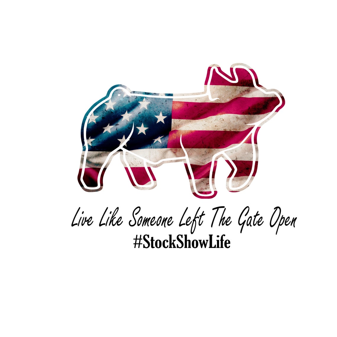Pig Silhouette American Flag Livestock Show Png - Etsy