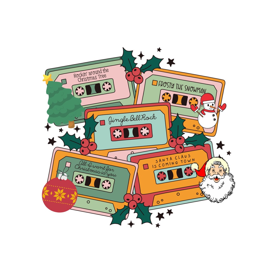 Funny Retro Christmas Tapes With Christmas Carol Titles Digital Design ...