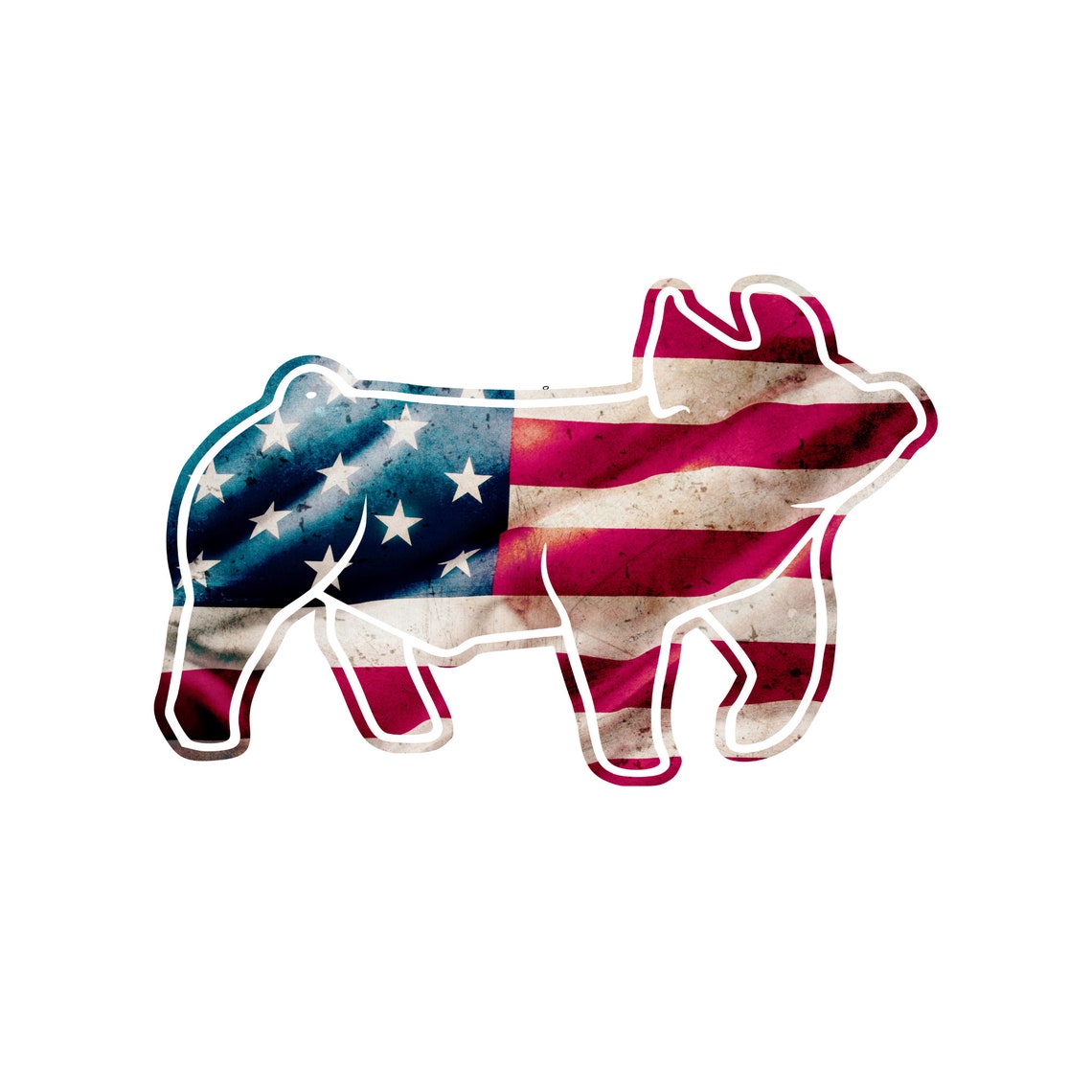 Pig Silhouette American Flag Livestock Show Png - Etsy