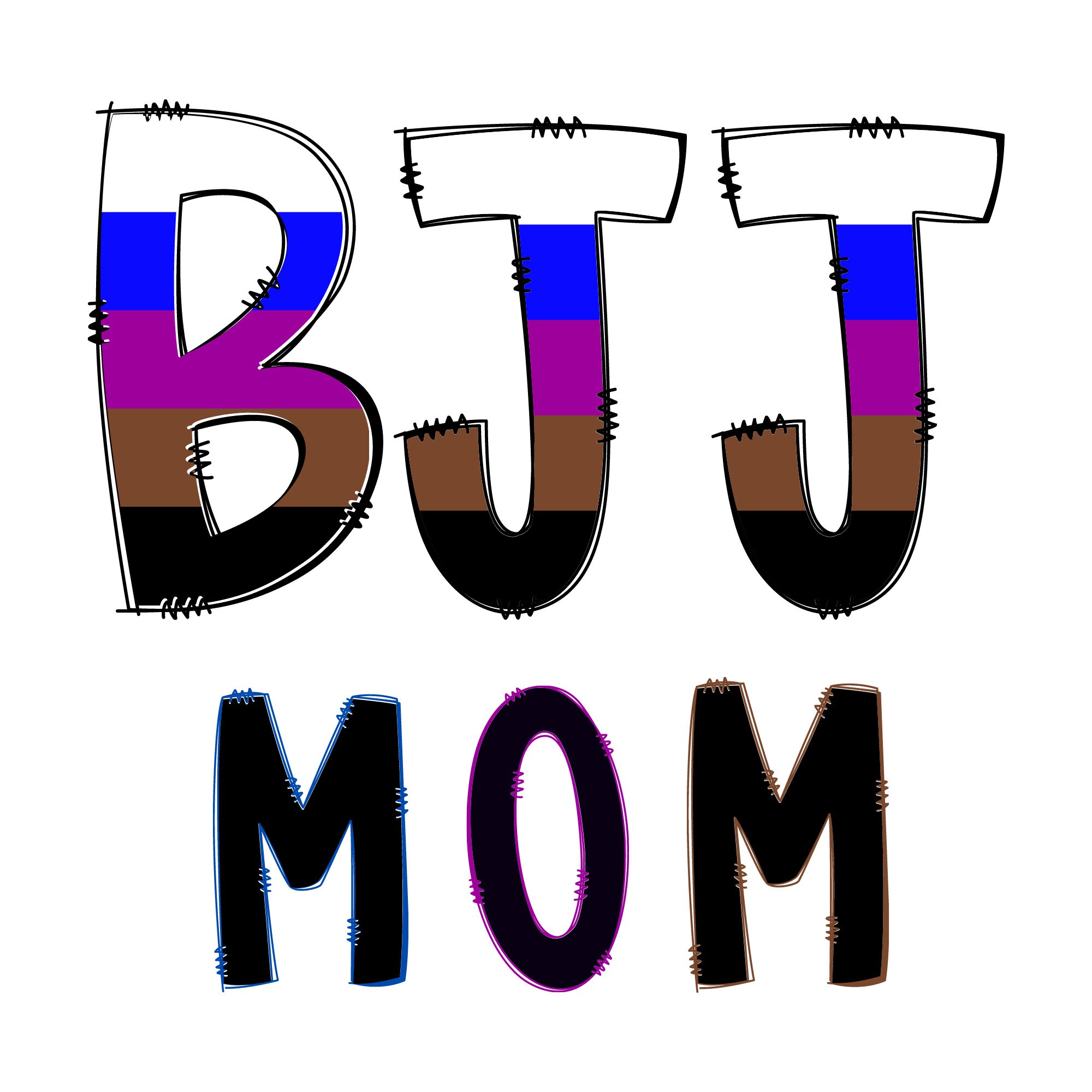BJJ Jiu Jitsu Mom Doodle With Belt Colors - Etsy