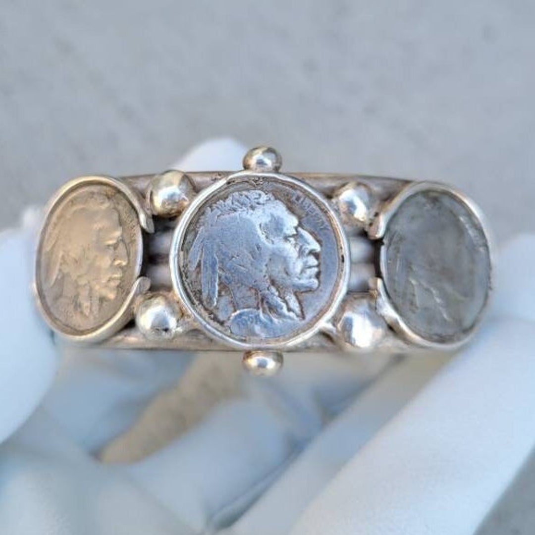 Vintage Old Pawn 1930s Native American Sterling Silver Buffalo Nickel ...
