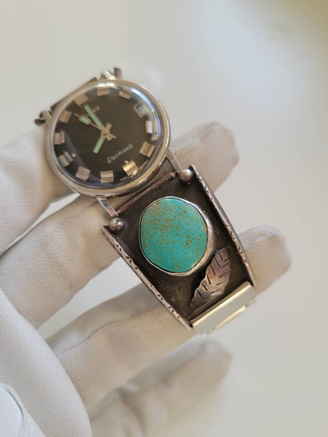 Vintage! Native American Navajo Turquoise Feather Tips Timex Watch! - Etsy