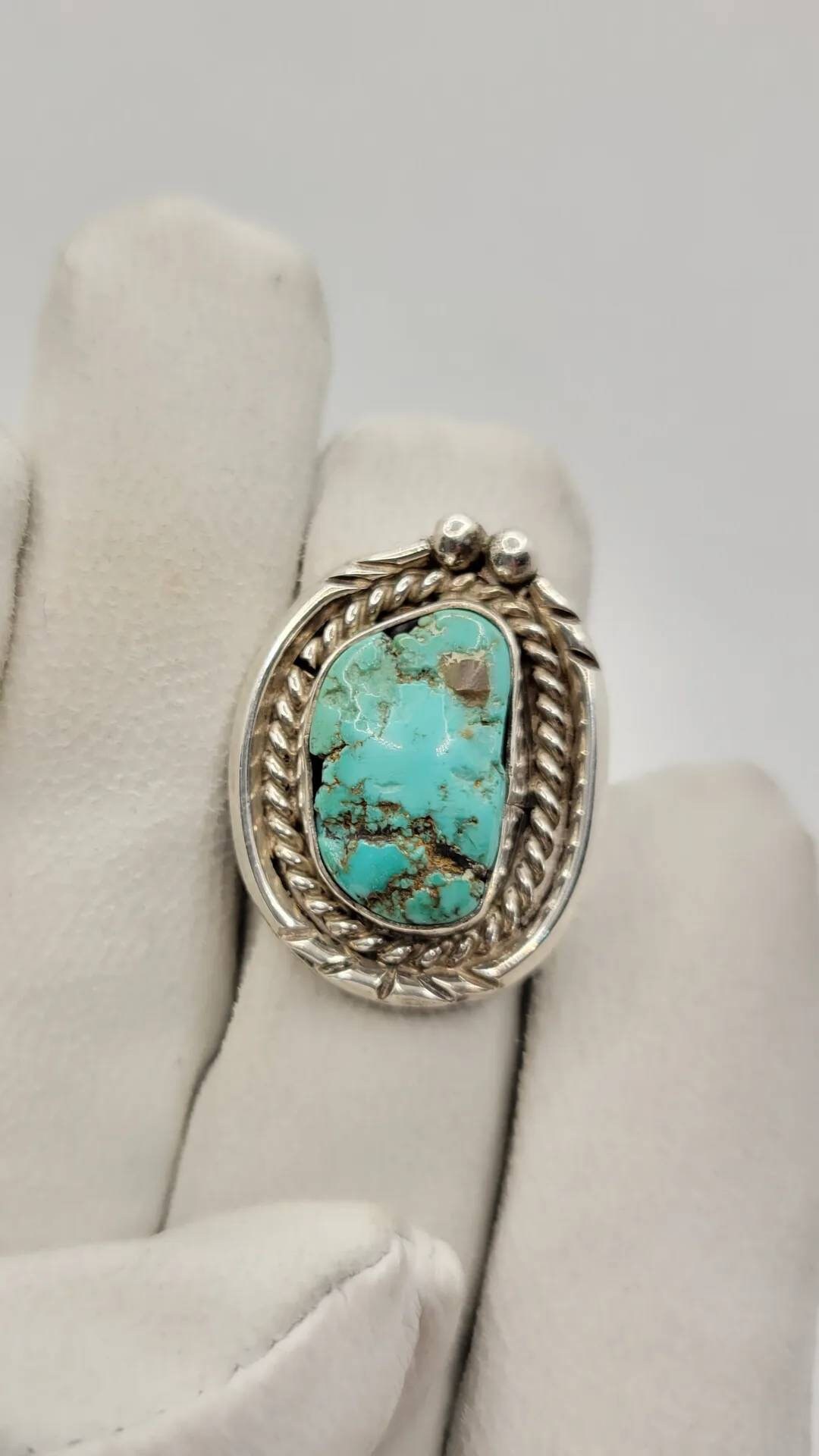 Vintage! Native American Navajo Style Sterling Silver Turquoise Ring ...