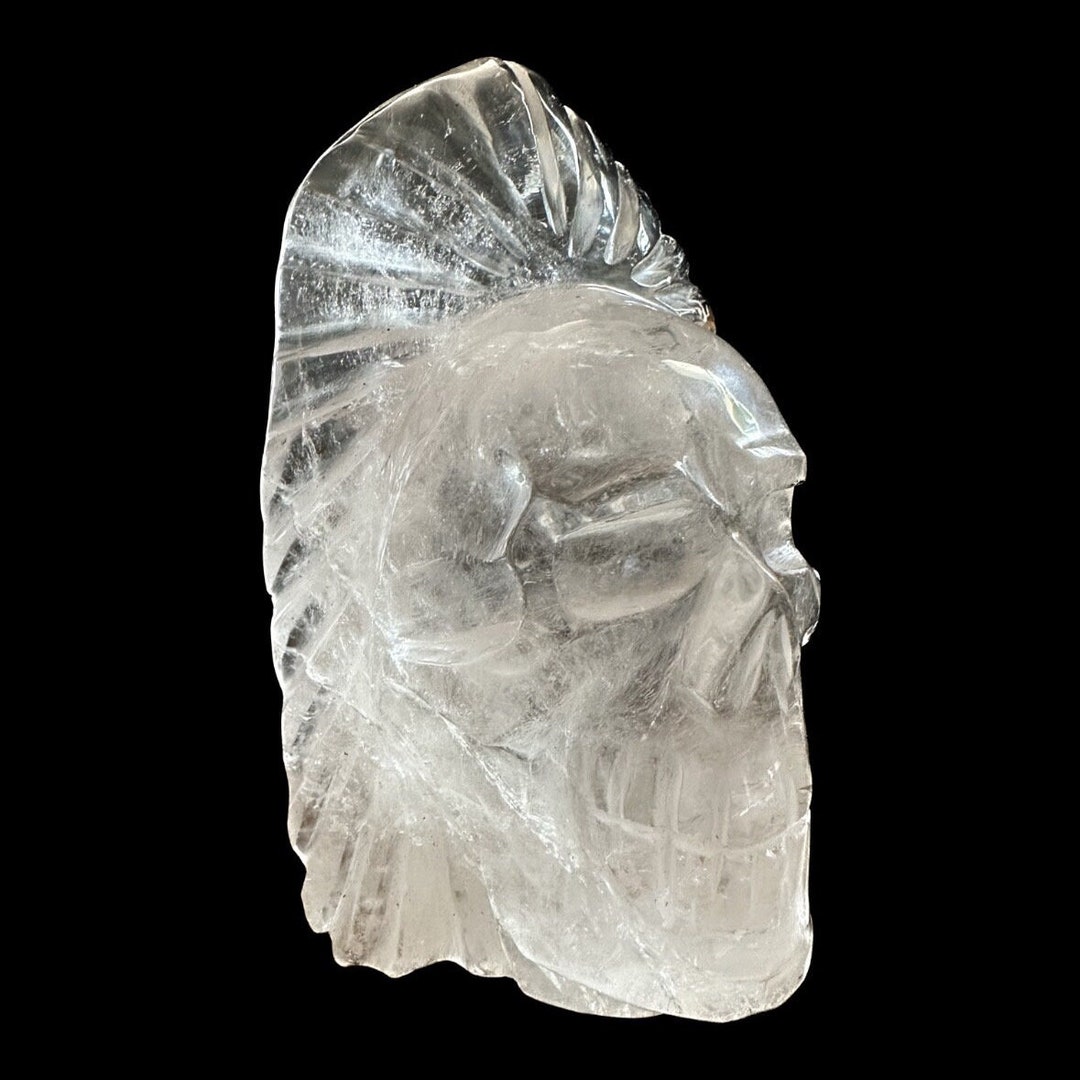 RARE! Native American Chief Iron Quartz Skull Carving by Leandro De ...