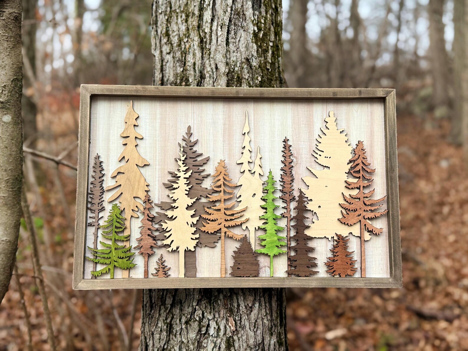 LARGE Layered Tree Framed Artwork - Etsy