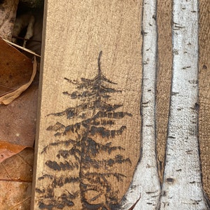 Custom White Birch Trees Hand Wood Burned Art. - Etsy