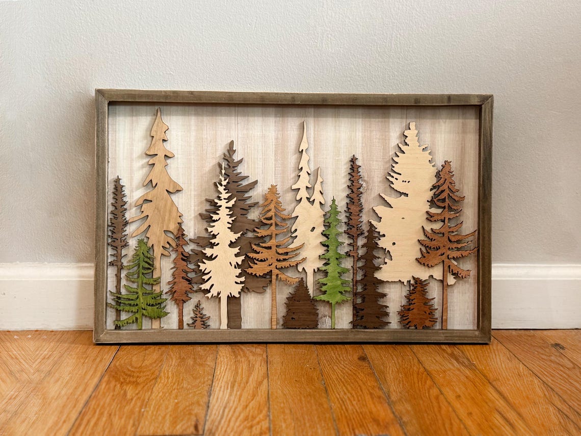 LARGE Layered Tree Framed Artwork - Etsy
