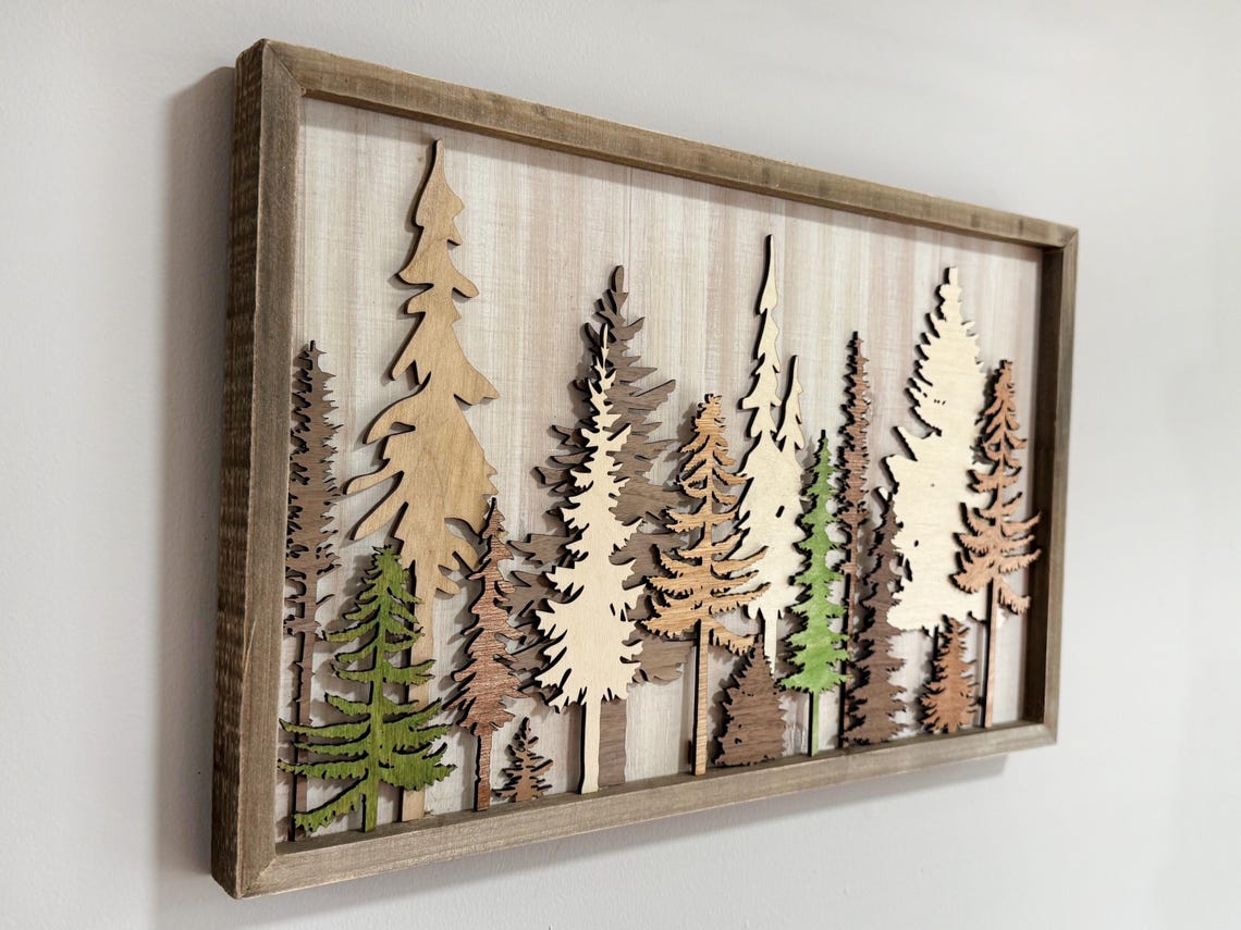 LARGE Layered Tree Framed Artwork - Etsy