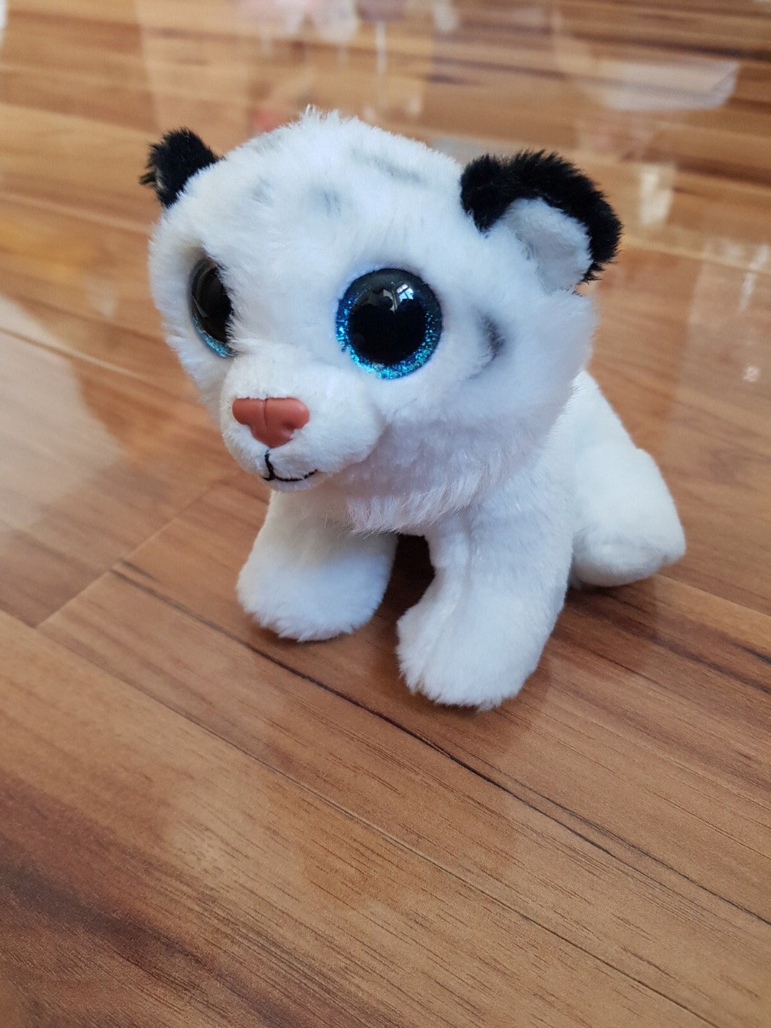 Ty Tundra the White Tiger Beanie Baby Black Stripes Blue Eyes Plush ...