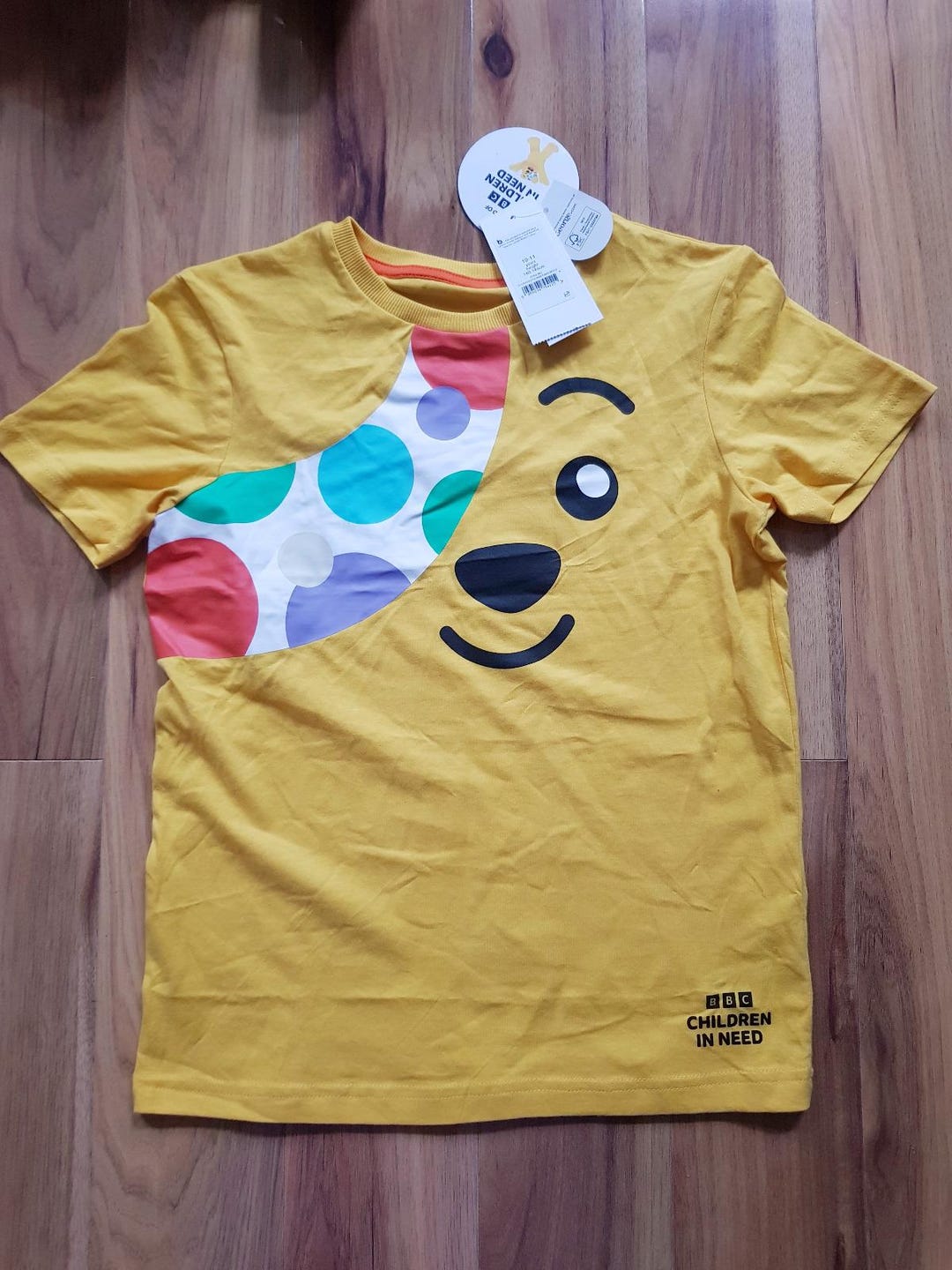 BBC Children in Need Pudsey Bear Print Yellow Short Sleeve T-shirt 10 ...
