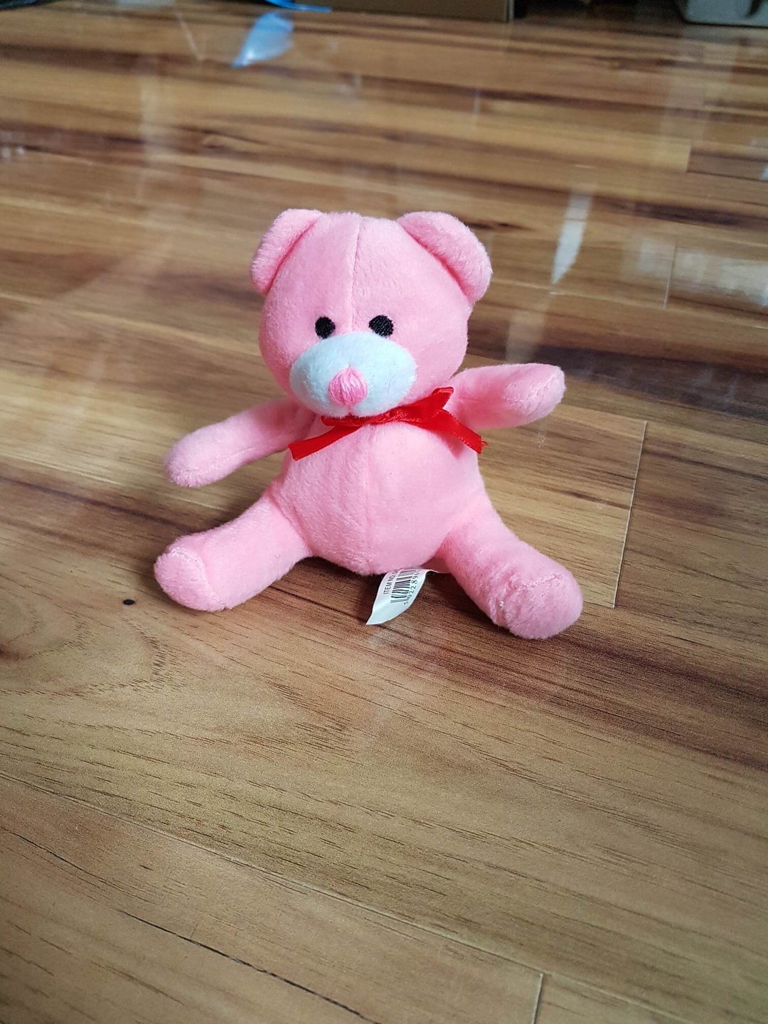 PMS Plush Pink Teddy Bear Soft Toy Vintage Animal Red Ribbon Rare - Etsy