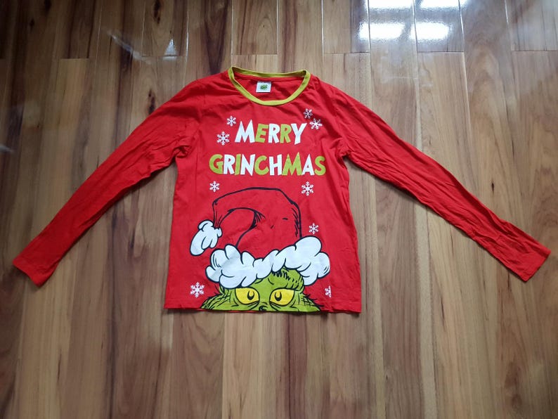 Dr. Seuss the Grinch Merry Grinchmas Pjs Top Matalan SML One Size ...
