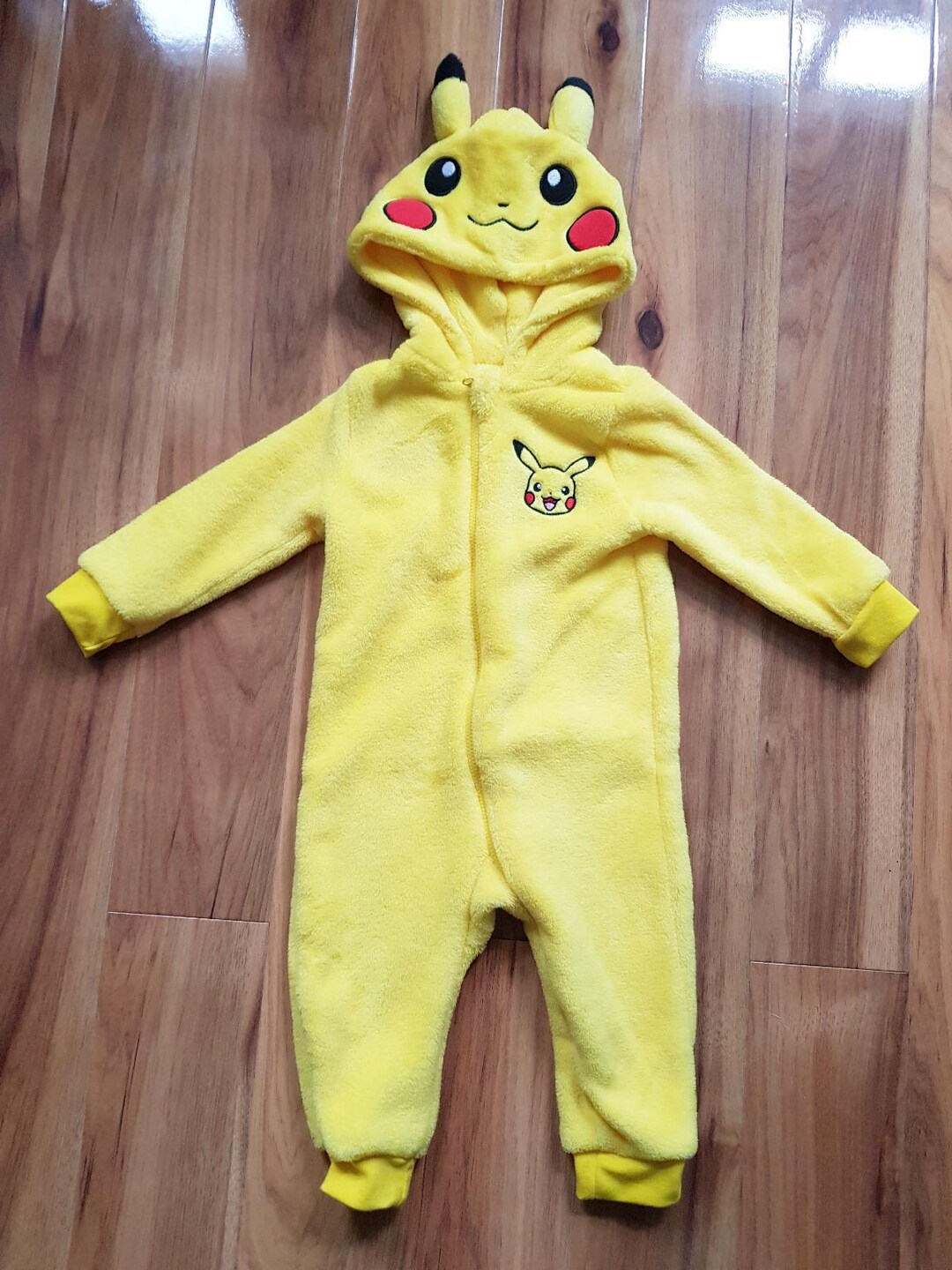 Pikachu Pokemon Costume Outfit One Piece Hooded Bodysuit Soft Cozy Fabric 9-12 Months 80cm ...