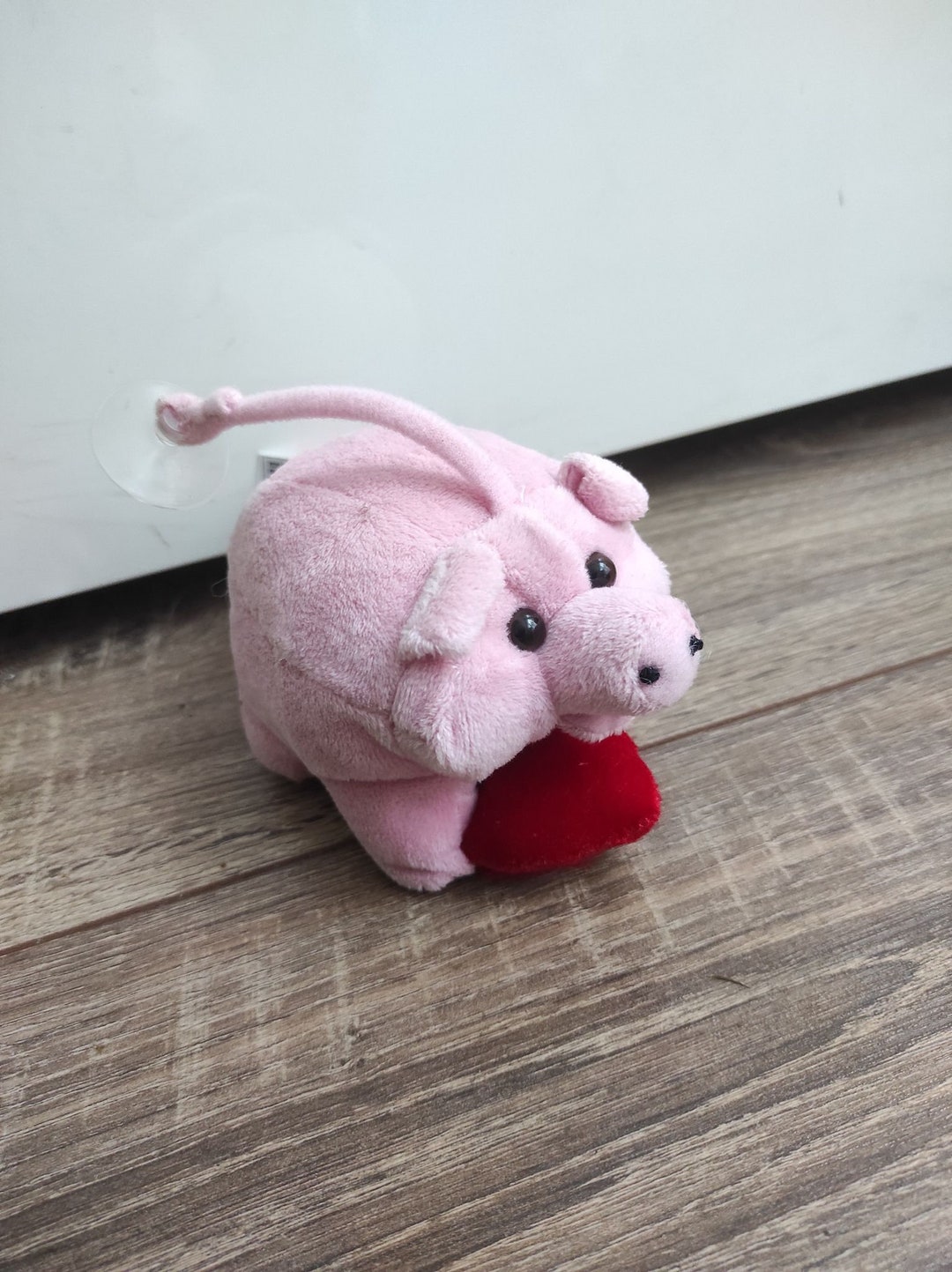 Amek Toys Pig Plush Piglet Soft Toy Heart Sucker Suction Cup Vintage ...
