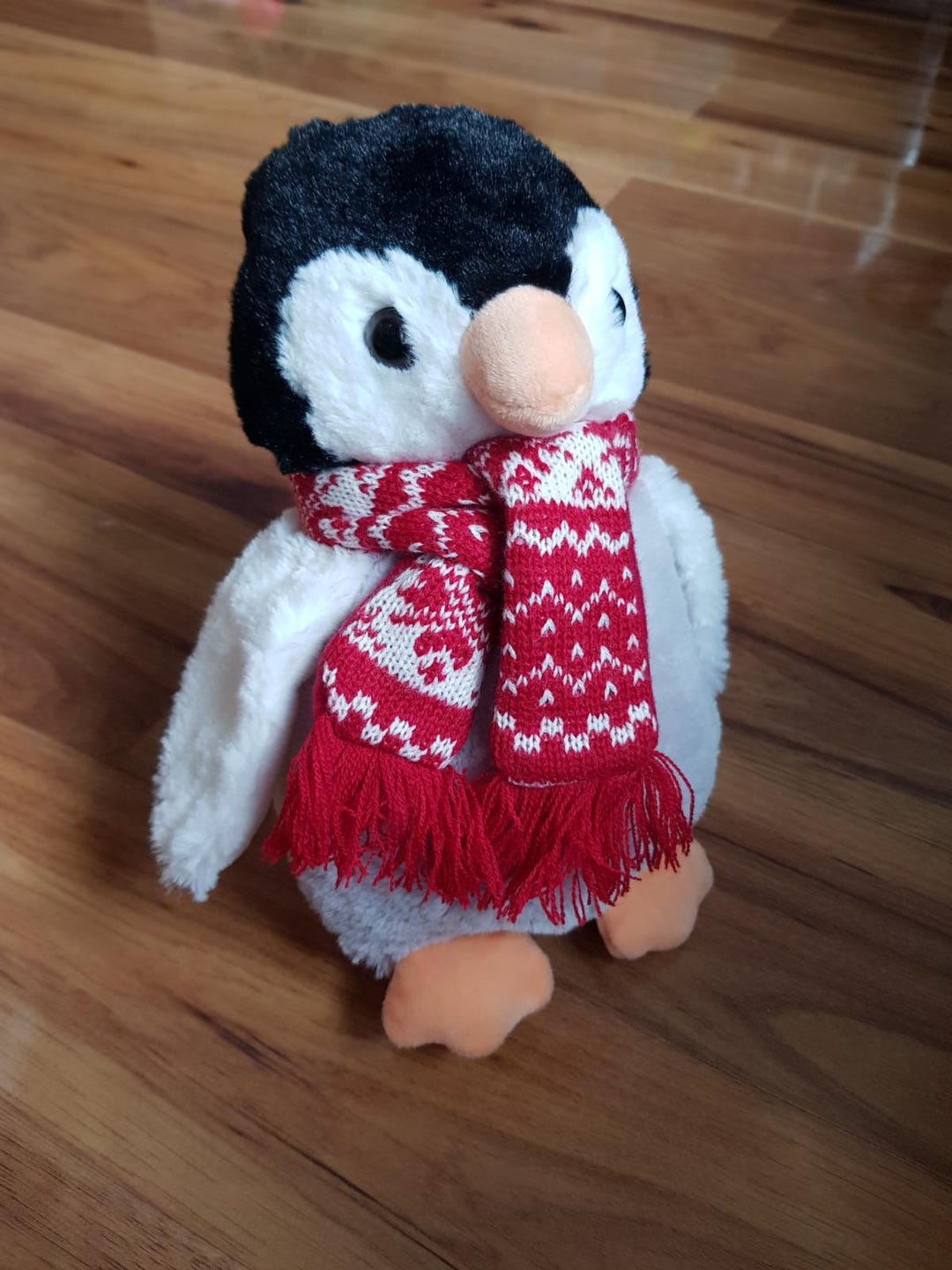 Fluffy Christmas Winter Penguin in Red Scarf Penelope Penguin A S ...
