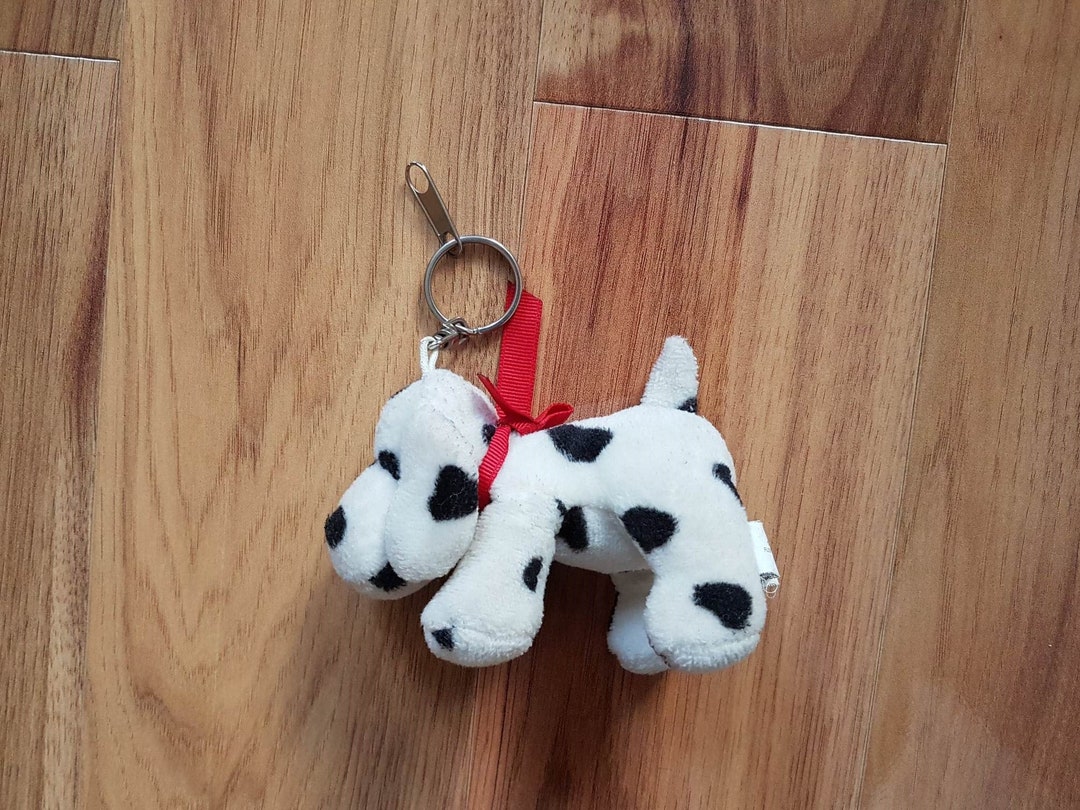 Ditto Black and White Spotted Dog Soft Toy Plush Keychain Keyring Russ ...