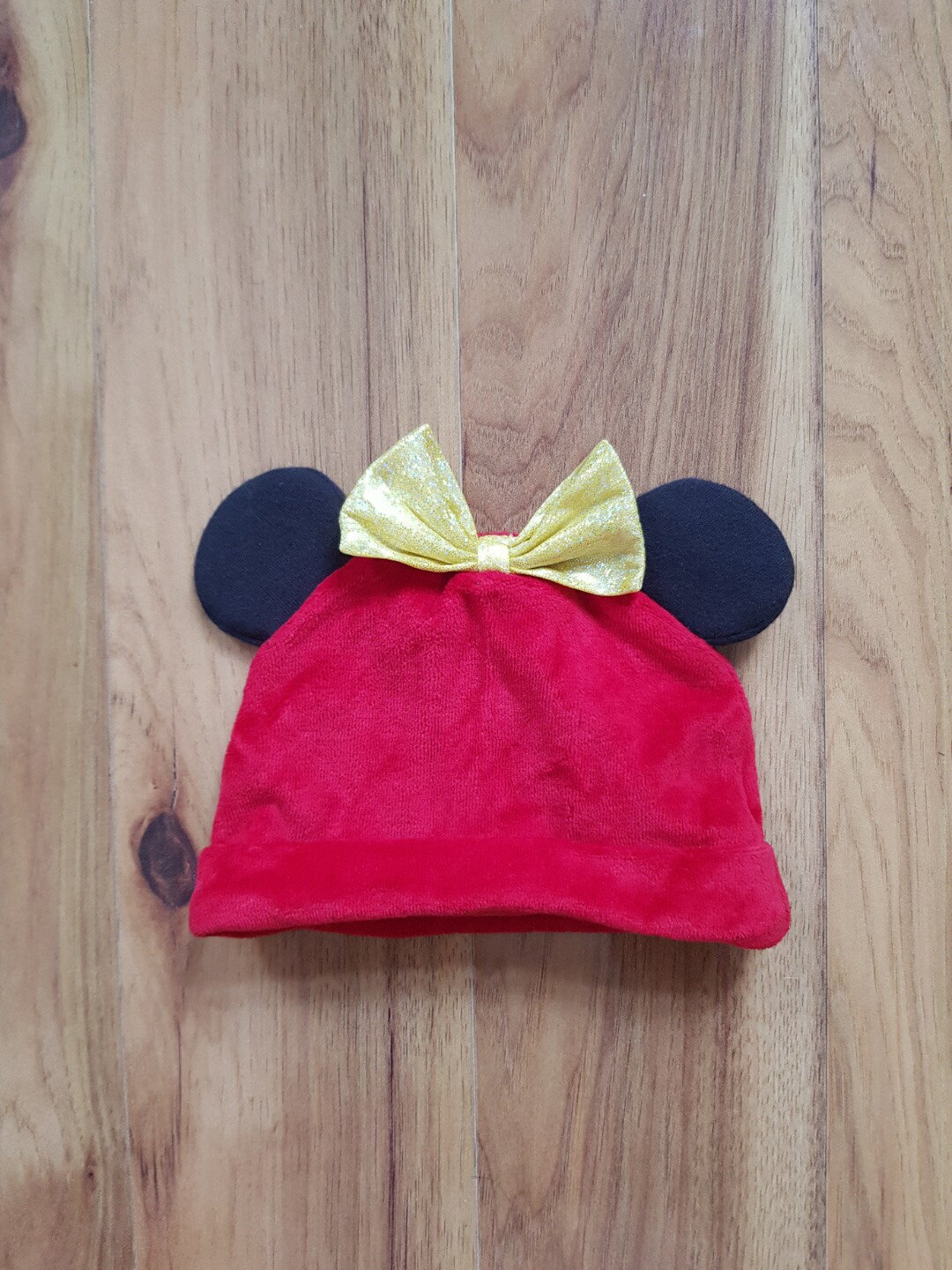 Primark Disney Baby Minnie Mouse Red Hat Beanie With Yellow Glitter Bow ...