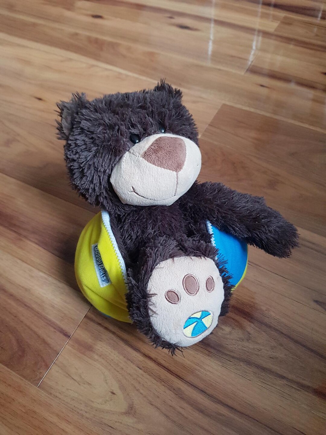 Buddy Balls Sam Plush Ball Teddy Bear Dark Brown Reversible Stuffed ...