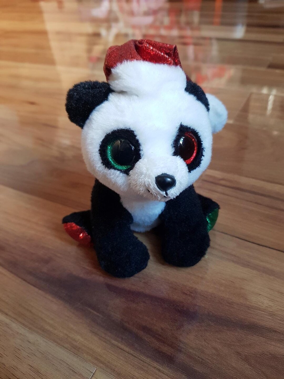 Pandy Claus the Panda Ty Plush Beanie Boo Christmas Holiday Santa Hat ...