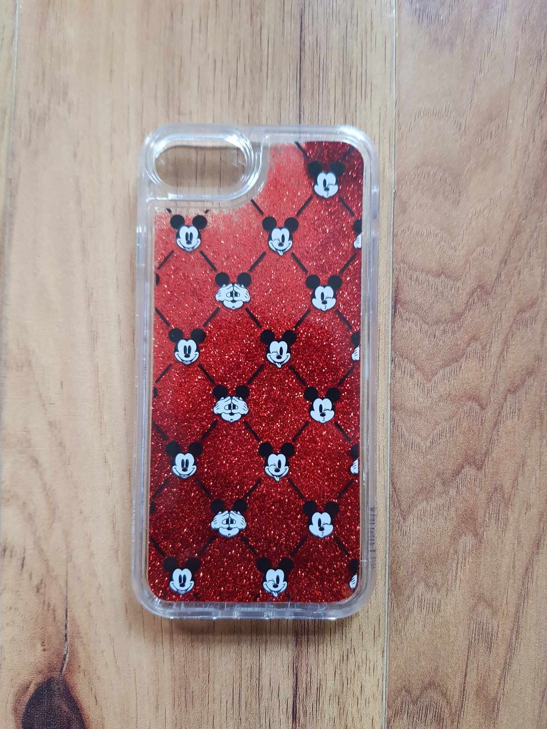 Phone Case Disney Mickey Mouse Moving Red Glitter iPhone 6/6A/7/8/SE2 ...