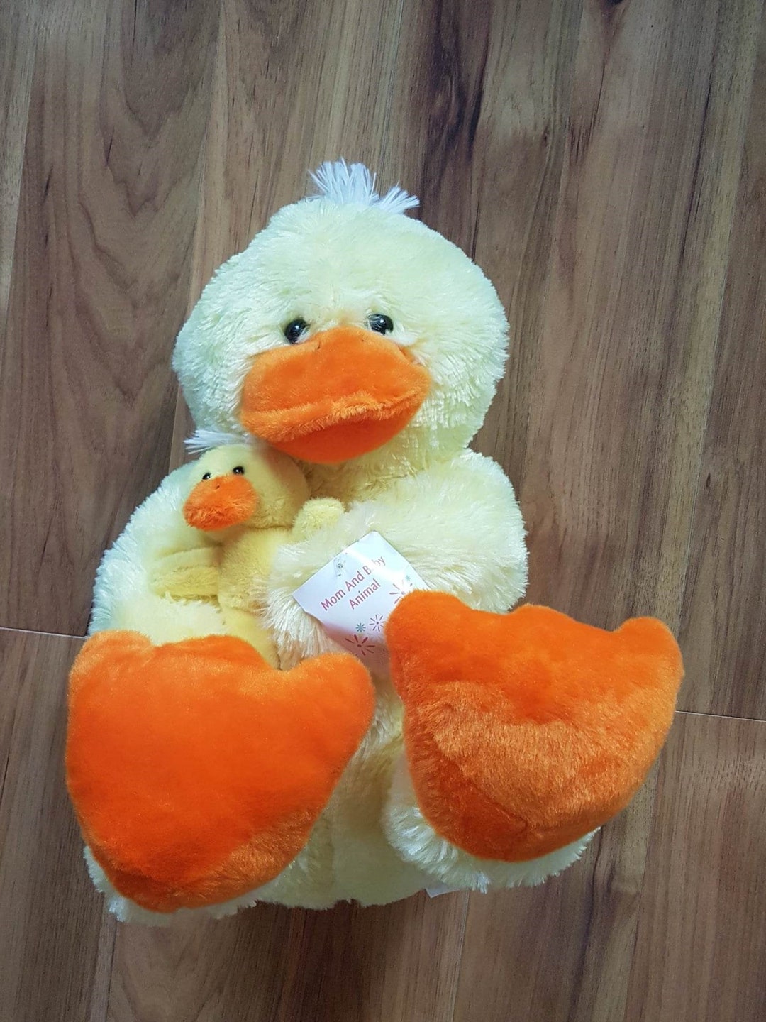 Plush Duck Mom & Baby Animal Dunelm Yellow Soft Furry Stuffed Toy Plush ...