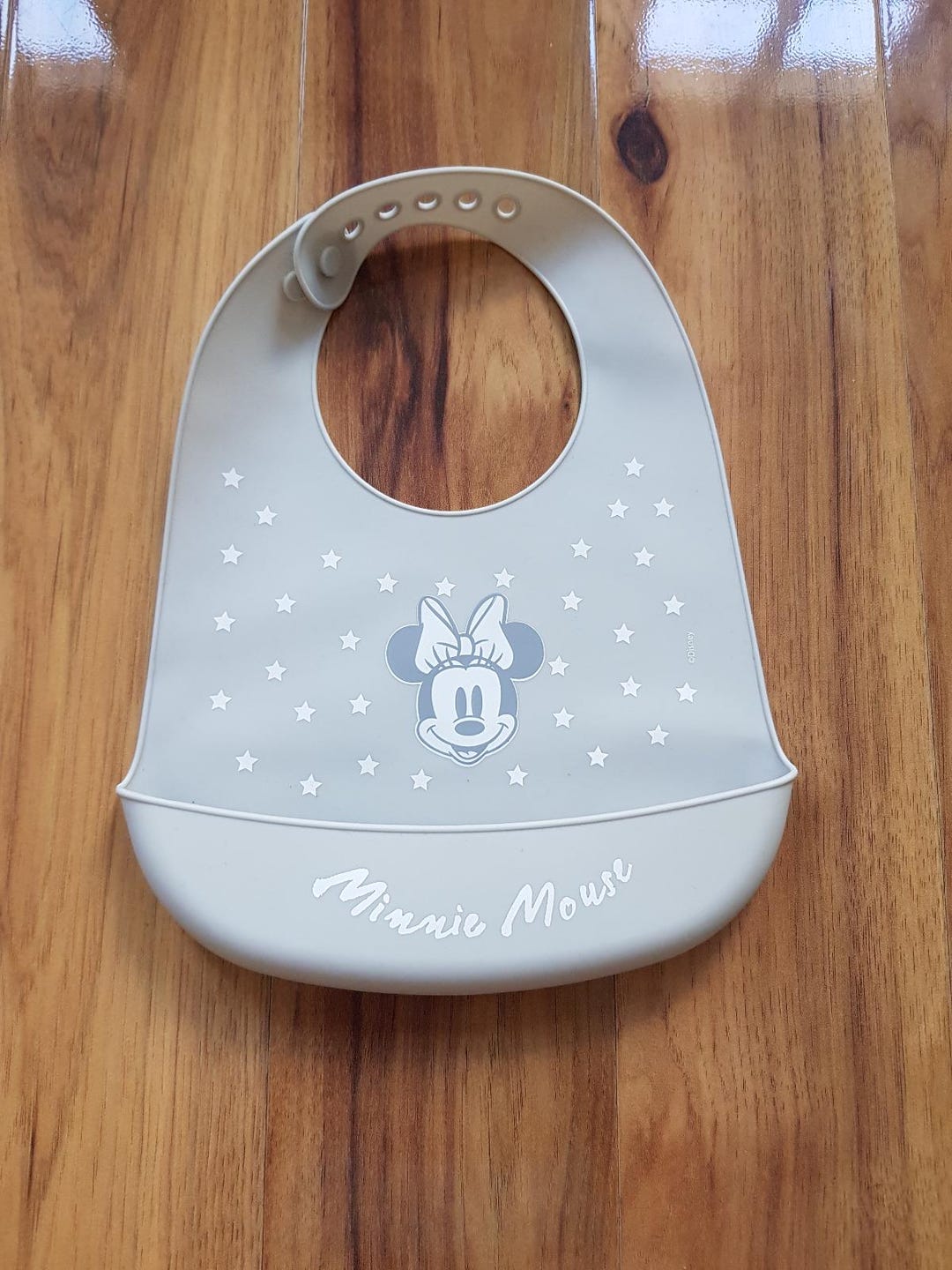 Minnie Mouse Gray Silicone Bib Gray Crumb Catcher Disney Baby Primark ...