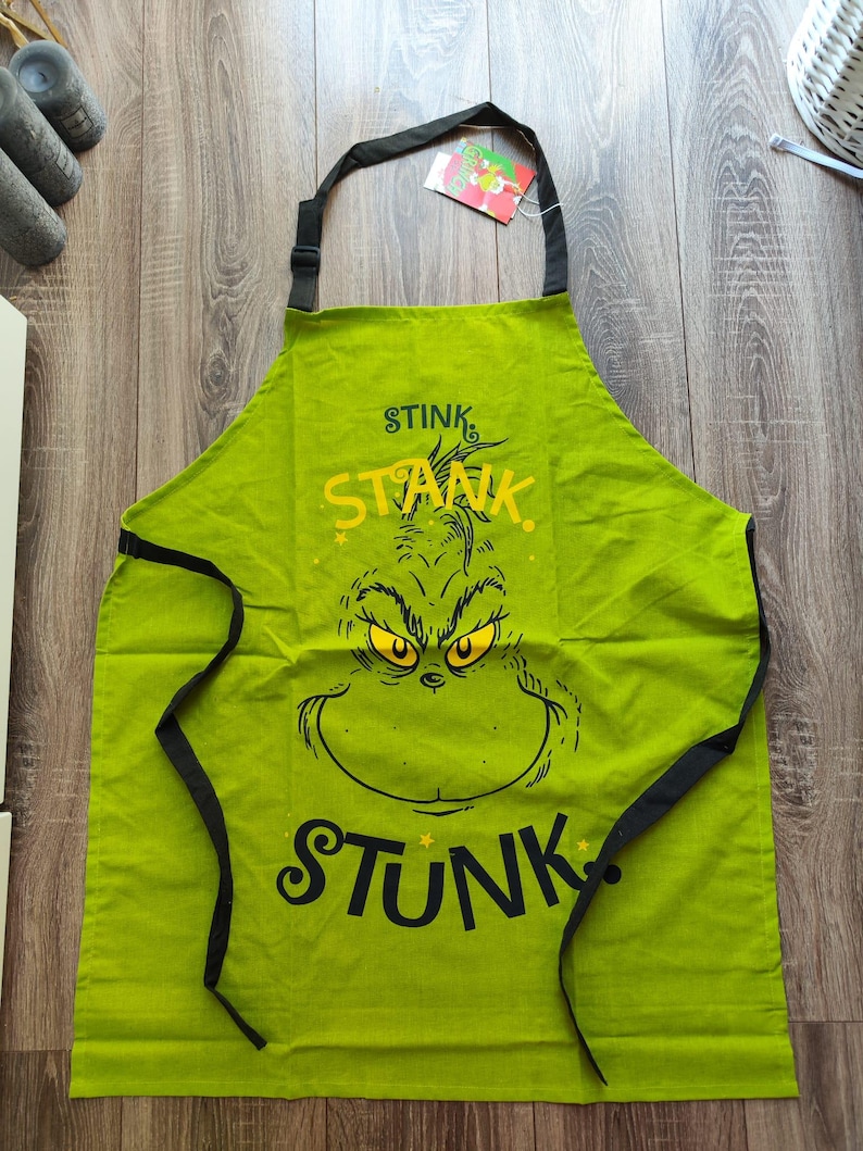 The Grinch Kitchen Apron Green Dr Seuss Merry Grinchmas Christmas Stink ...