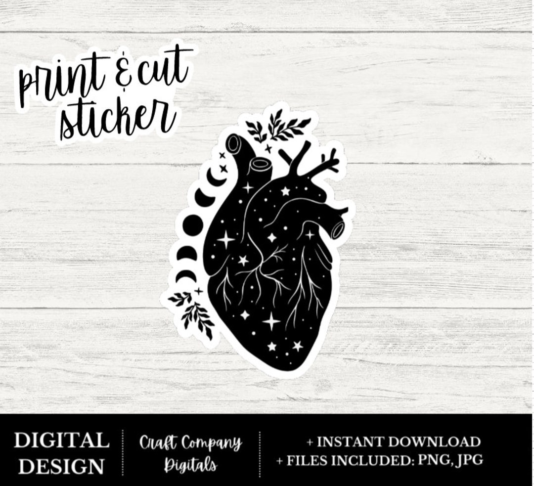 Anatomical Heart Print and Cut File, Heart Sticker, Anatomical Sticker ...