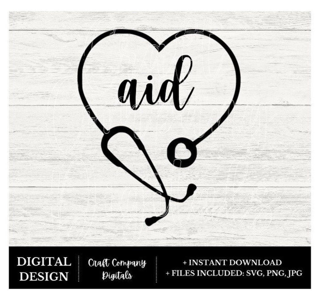 Aid SVG PNG JPG, Stethoscope Heart Svg, Healthcare Svg, Registered ...