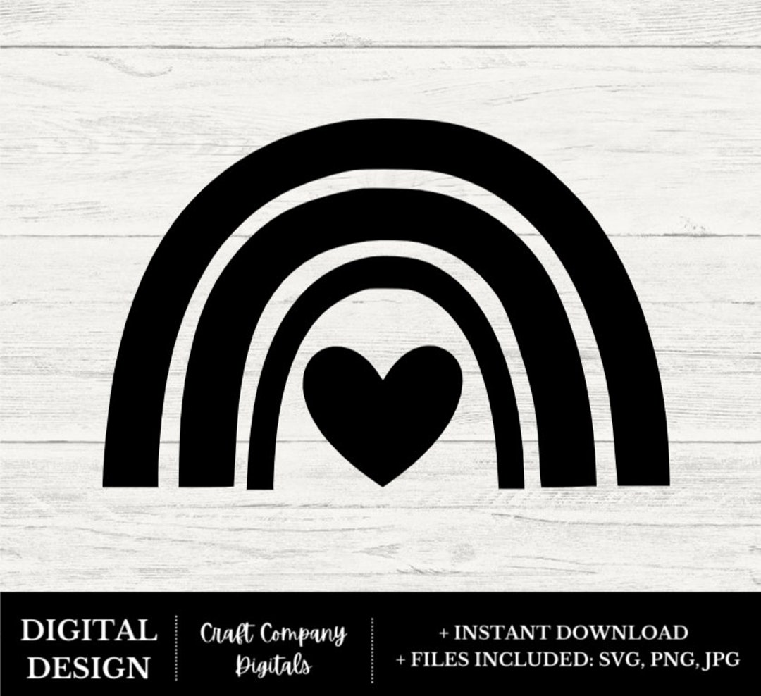Heart Rainbow SVG PNG JPG, Celestial Svg, Heart Svg, Boho Svg, Rainbow ...
