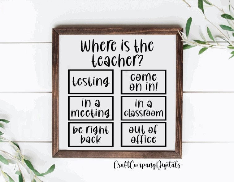 Where is the Teacher Svg, Teacher Classroom Sign, Classroom Management ...