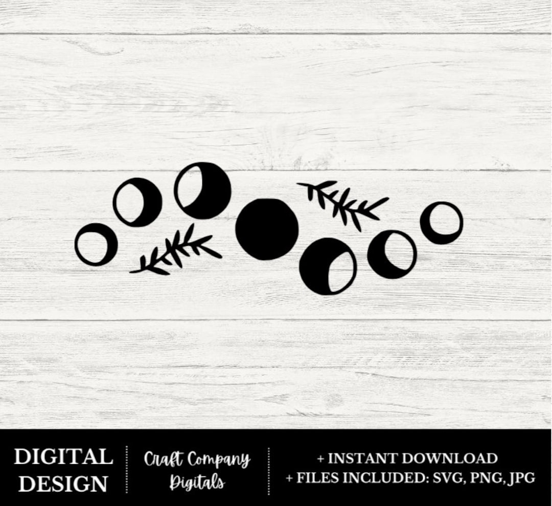 Moon Phases SVG PNG JPG, Floral Moon Svg, Adventure Svg, Nature Svg ...