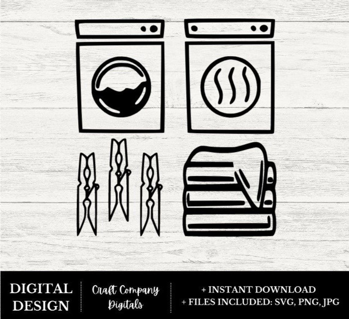 Wash Dry Hang Fold SVG PNG JPG, Wash Svg, Dry Svg, Fold Svg, Laundry ...
