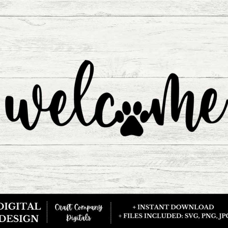Welcome With Paw Print Svg - Etsy