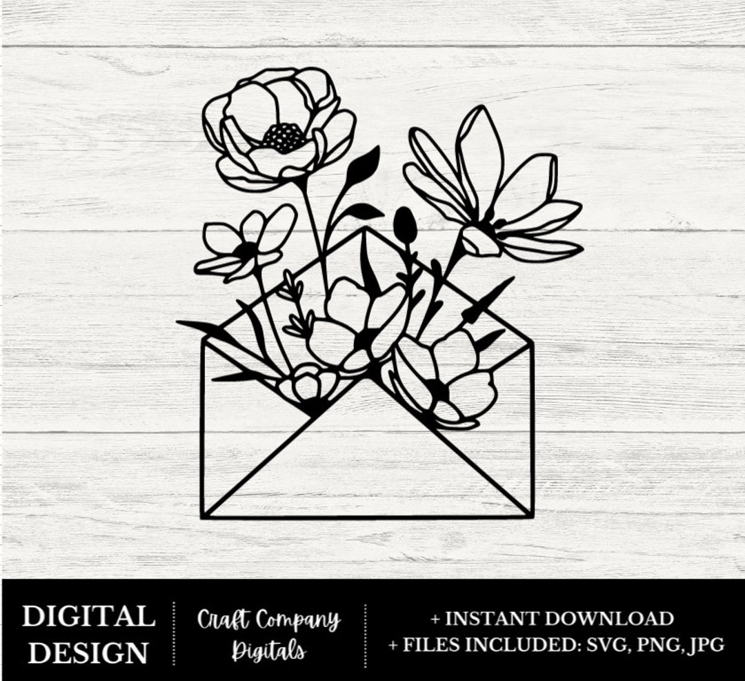 Floral SVG PNG JPG, Floral Png, Envelope Svg, Envelope Png, Envelope ...