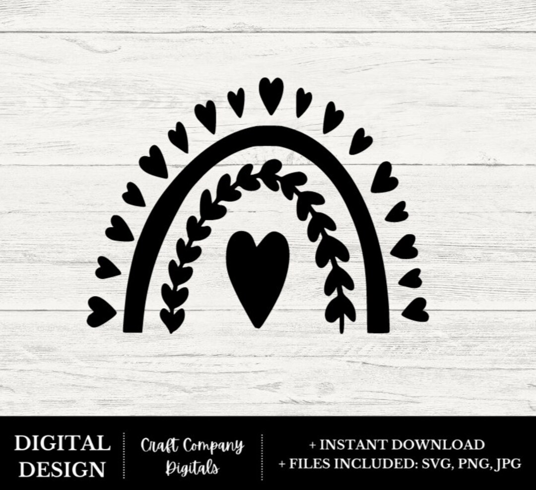 Heart Rainbow SVG PNG JPG, Celestial Svg, Heart Svg, Boho Svg, Rainbow ...
