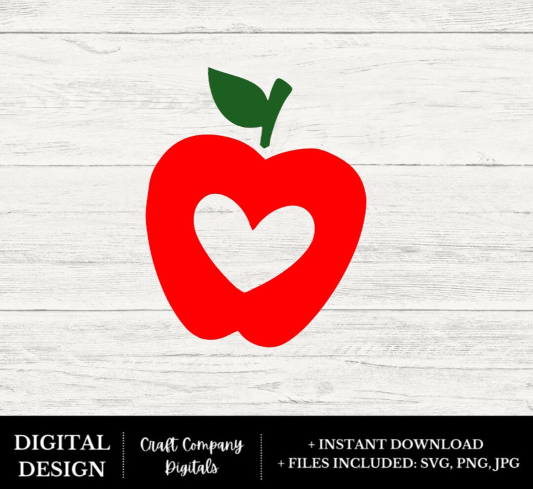 Teacher Apple SVG PNG JPG, Heart Apple Svg, Teacher Appreciate Gift Svg ...