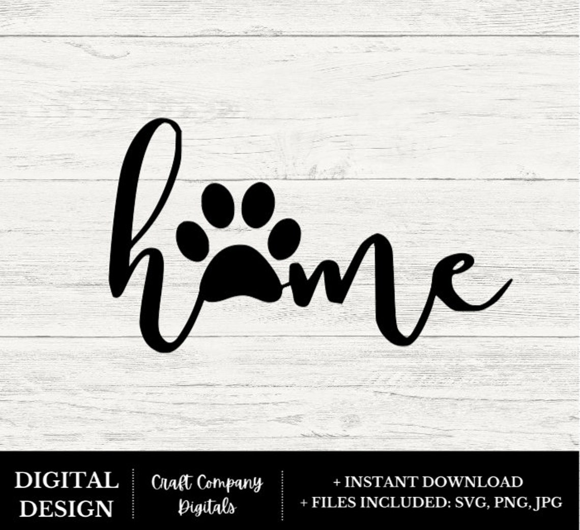 Home SVG PNG JPG, Paw Print Svg, Greeting Svg, Door Hanger Svg, Welcome ...