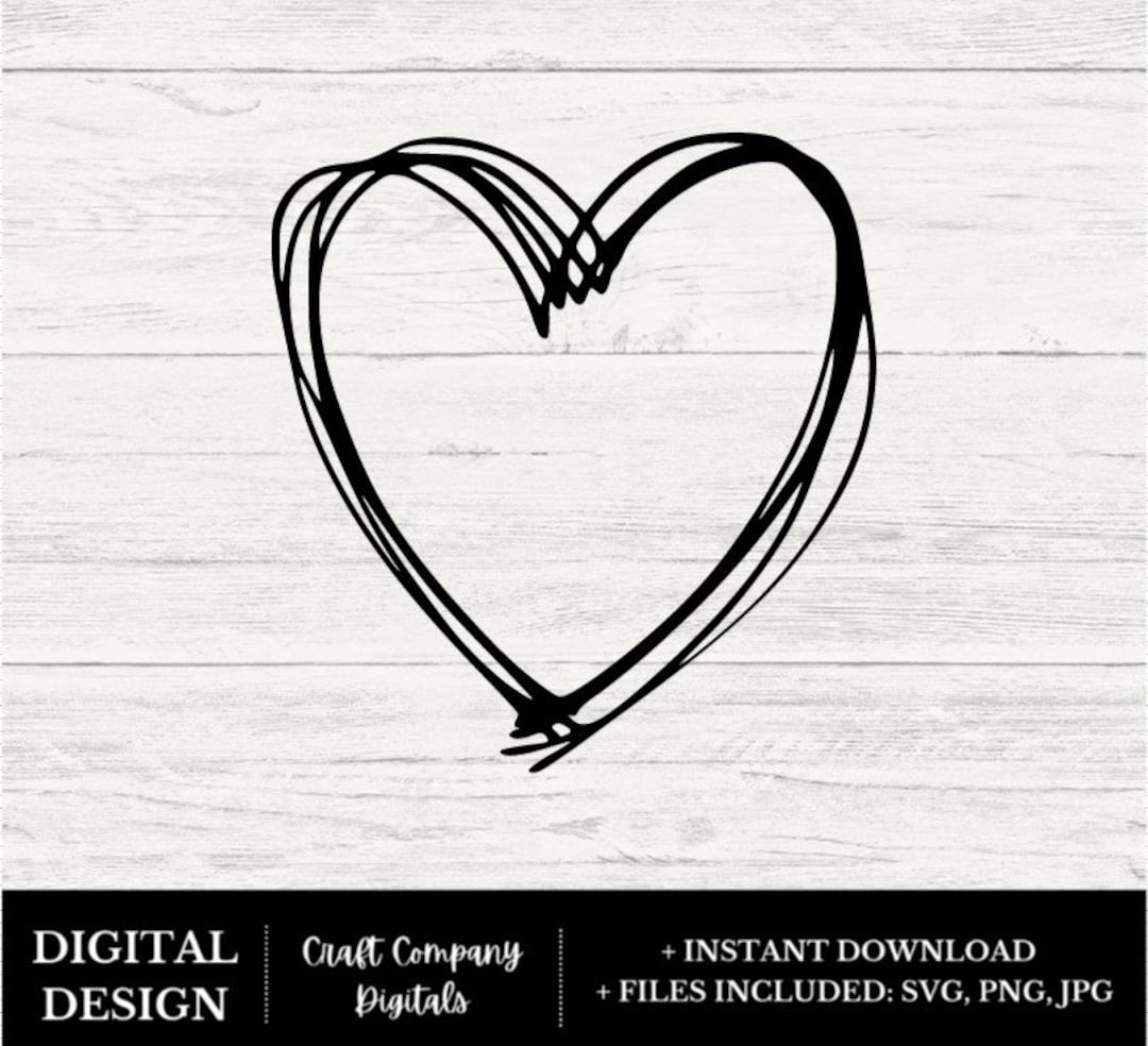 Heart Svg, Heart Shirt Svg, Hand Drawn Heart Svg, Line Heart Svg, Heart ...