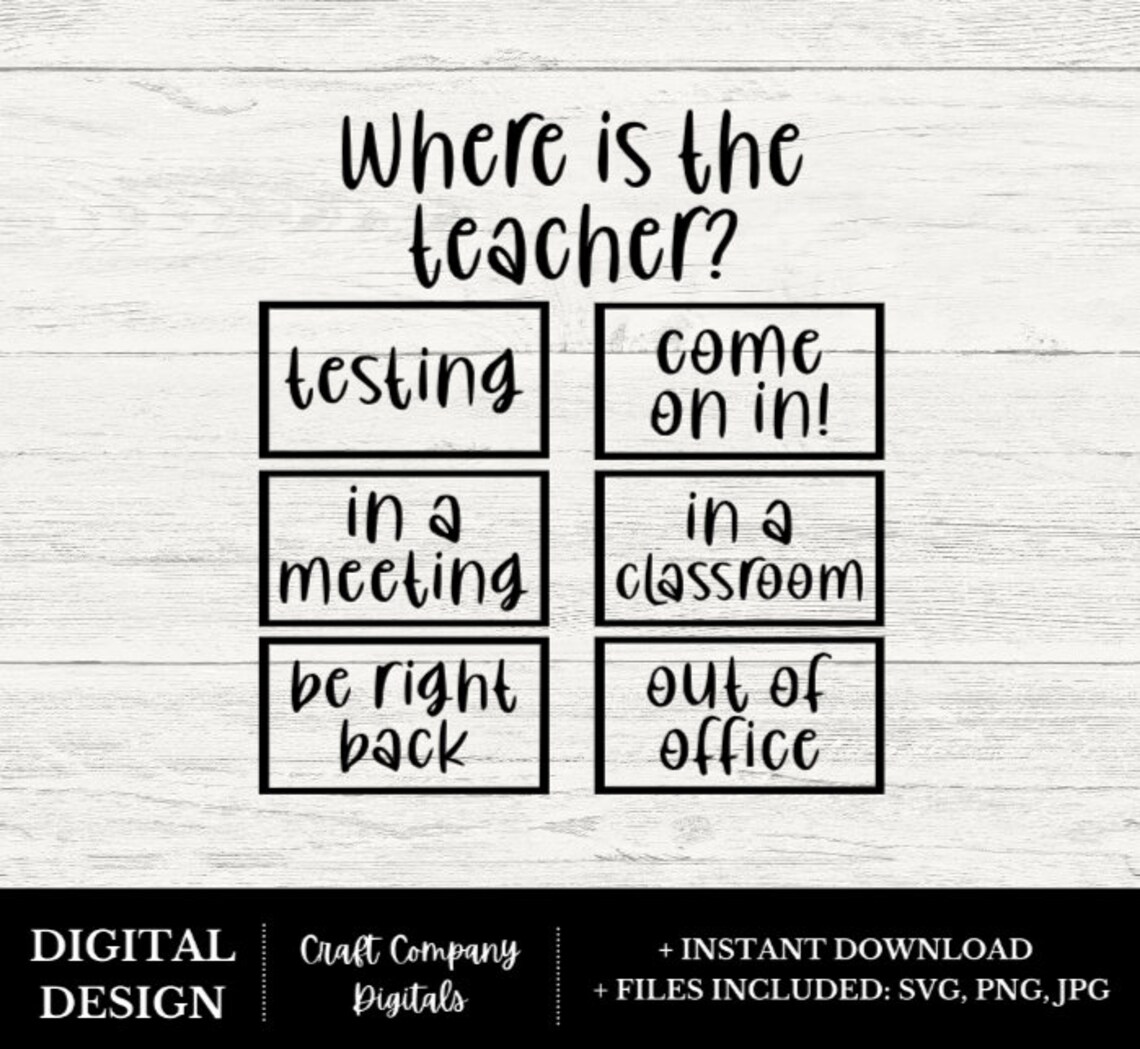 Where is the Teacher Svg Teacher Classroom Sign Classroom - Etsy