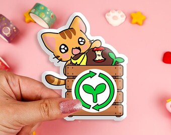 Strawberry Kitty Matte Vinyl Sticker, Water Bottle Sticker, Car Decal ...