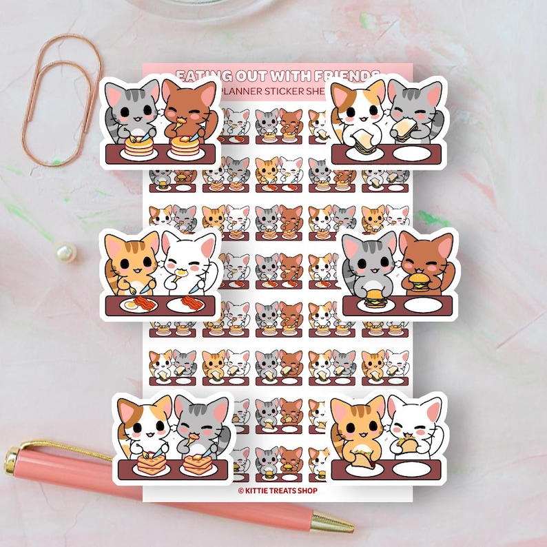 Kawaii Eating Out With Friends Planner Sticker, Eating Out Reminders ...