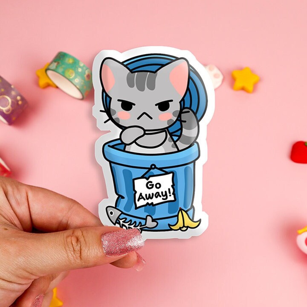 Trash Kitty Matte Vinyl Sticker, Water Bottle Sticker, Car Decal ...