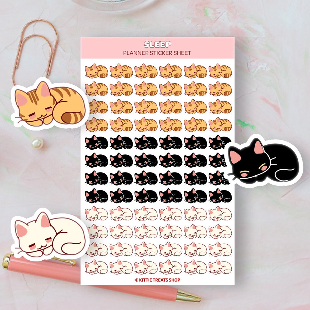 Kawaii Cat Sleep Planner Stickers, Sleep Reminders, Cute Planner ...