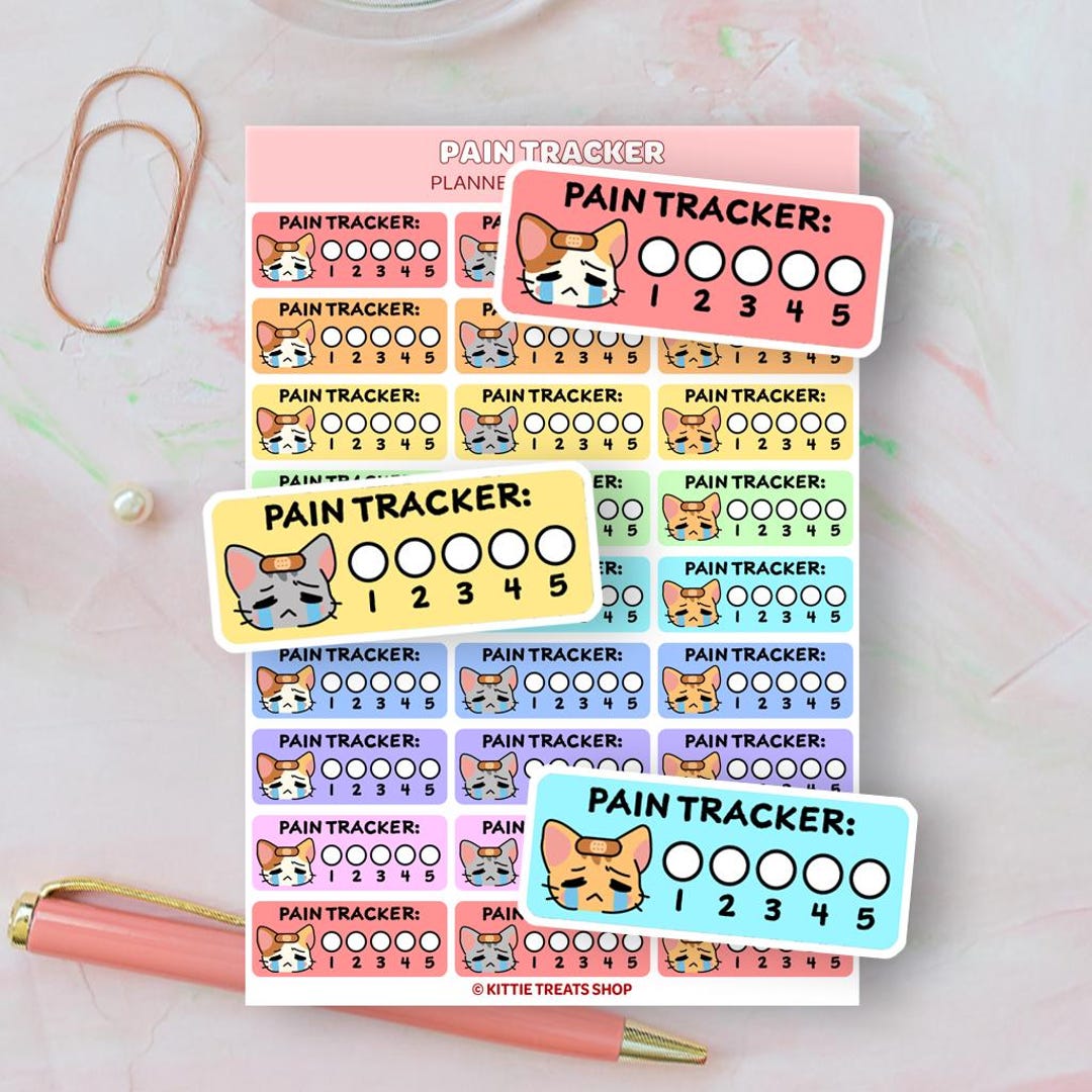 Kawaii Pain Scale Planner Stickers, Pain Scale Reminders, Cute Planner ...
